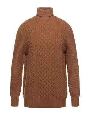 DRUMOHR Turtleneck Cable Knit Lambswool Sweater Camel