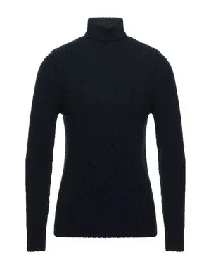 DRUMOHR Turtleneck Cable Knit Lambswool Sweater Dark Blue