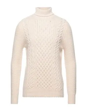 DRUMOHR Turtleneck Cable Knit Lambswool Sweater Ivory