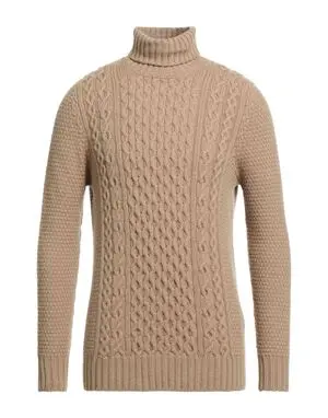 DRUMOHR Turtleneck Cable Knit Lambswool Sweater Light Brown