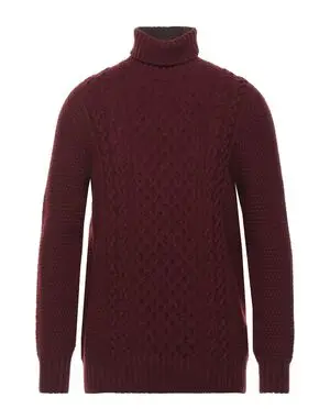 DRUMOHR Turtleneck Cable Knit Lambswool Sweater Maroon