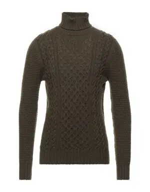 DRUMOHR Turtleneck Cable Knit Lambswool Sweater - Military Green