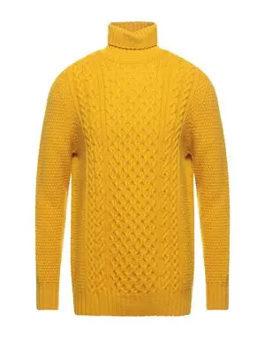 DRUMOHR Turtleneck Cable Knit Lambswool Sweater Ocher