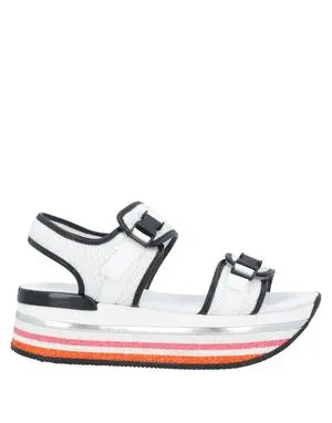 Hogan Leather And Textile Sandals - White
