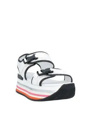 Hogan Leather And Textile Sandals - White