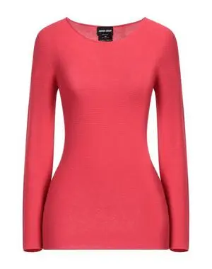 Giorgio Armani Crewneck Ribbed Knit Sweater - Tomato Red