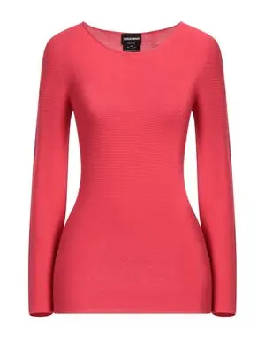 Giorgio Armani Crewneck Ribbed Knit Sweater - Tomato Red