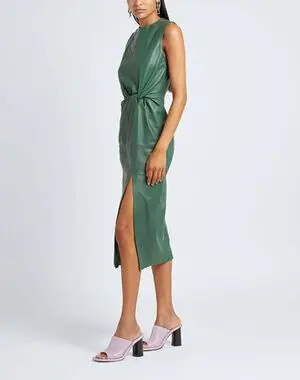 8 BY YOOX Leather Drape & Knot Midi Dress