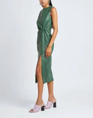 8 BY YOOX Leather Drape & Knot Midi Dress