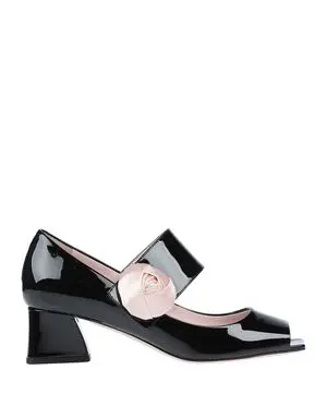 ROGER VIVIER Pumps In Light Soft Leather With Flower Application Black