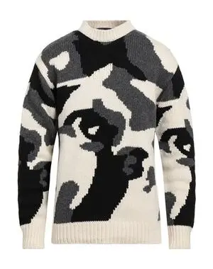 LES HOMMES Bright Virgin Wool Sweater - White