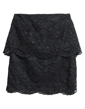 Elisabetta Franchi Mini Skirt With Lace And Bow - Black