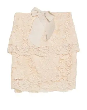 Elisabetta Franchi Mini Skirt With Lace And Bow Ivory