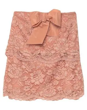 Elisabetta Franchi Mini Skirt With Lace And Bow Pink