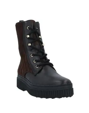 TOD'S Leather And Suede Quilted Lace-up Ankle Boots - Dark Brown