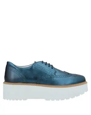 Hogan Lace-up Shoes In Leather - Blue