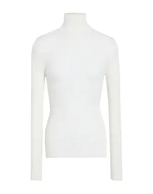 Wolford Merino Fine Rib Long Sleeve Turtleneck Top Ivory