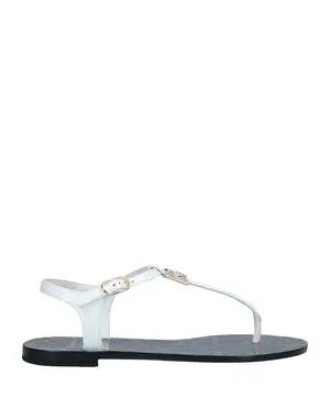 Dolce & Gabbana DOLCE & GABBANA Calfskin Thong Sandals With Metal Applications White