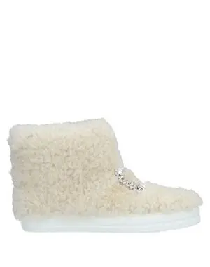 ROGER VIVIER Shearling Ankle Boots Beige