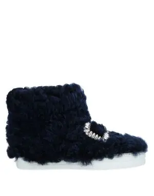 ROGER VIVIER Shearling Ankle Boots Dark Blue