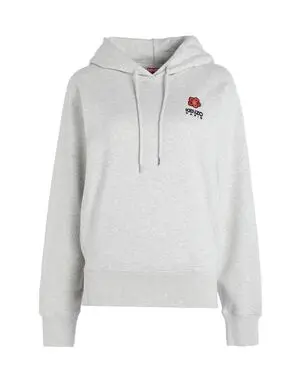Kenzo Cotton French Terry Embroidered Hoodie Light Grey