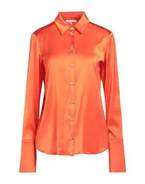 Patrizia Pepe Satin Shirt With Logo Orange