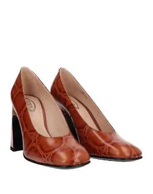 TOD'S Pumps In Calfskin Leather With Crocodile Print - Brown