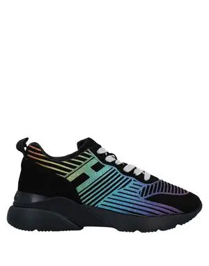 Hogan Multicolor Glittered Suede Lace Up Sneakers