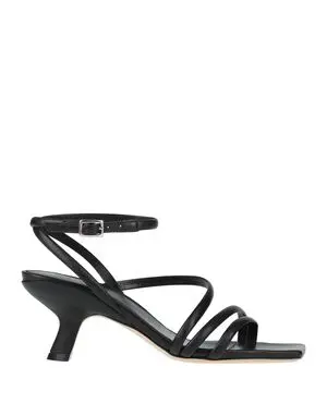 VIC MATIE Leather Thong Sandals - Black