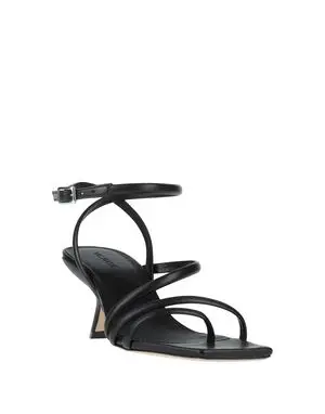 VIC MATIE Leather Thong Sandals - Black