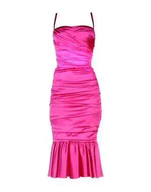 Dolce & Gabbana Woman Maxi Dress Black Size 0 Silk, Elastane Fuchsia