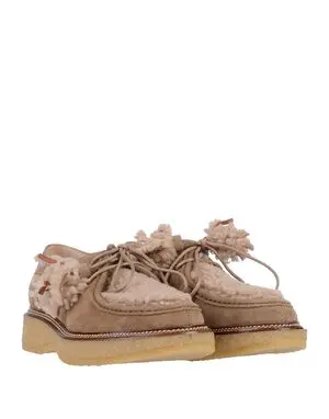 TOD'S Lace-up Shoes With Shearling Details - Beige