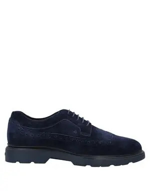 Hogan Lace-up Shoes In Leather - Dark Blue