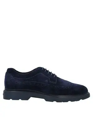 Hogan Lace-up Shoes In Leather - Dark Blue