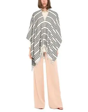 SEVENTY VENEZIA Cotton Cape With Stripes And Fringes