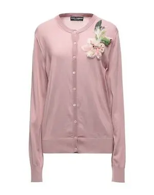Dolce & Gabbana Cardigan With Floral Applique - Pastel Pink