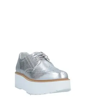 Hogan Lace-up Flatform Shoes In Metallic Leather