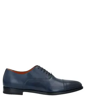 Santoni Leather Lace-up Oxford Shoes - Blue