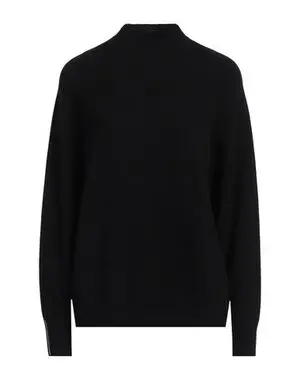 Peserico Turtleneck Virgin Wool Blend Knit Top Black