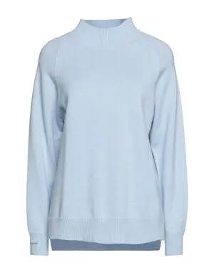 Peserico Turtleneck Virgin Wool Blend Knit Top Sky Blue