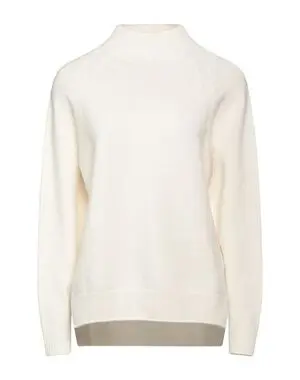 Peserico Turtleneck Virgin Wool Blend Knit Top - White