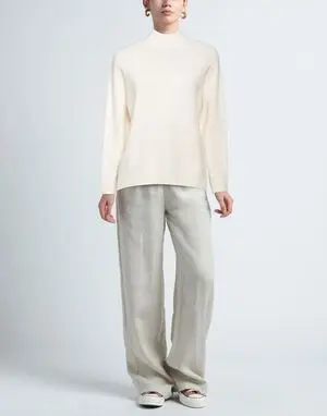 Peserico Turtleneck Virgin Wool Blend Knit Top - White