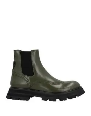 Alexander McQueen Ankle Boots In Soft Leather Green