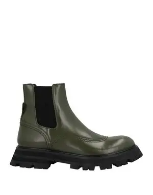 Alexander McQueen Ankle Boots In Soft Leather Military Green