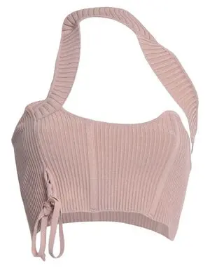 ANDREĀDAMO Knitted Crop Top - Pink