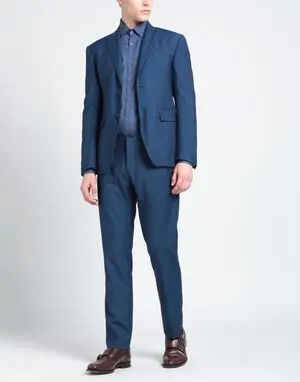 TRUSSARDI Man Suit Green Size 38 Polyester, Viscose Blue