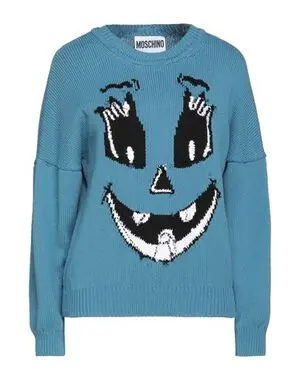 Moschino Sweater In Cotton, Polyamide, And Elastane - Slate Blue