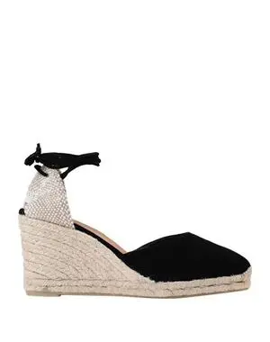 CastaÑer Leather Wedge Espadrilles - Black