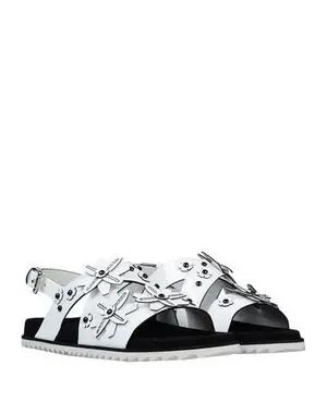 TOD'S Leather Sandals With Floral Appliqués - White