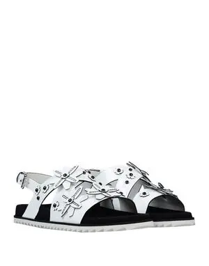 TOD'S Leather Sandals With Floral Appliqués - White